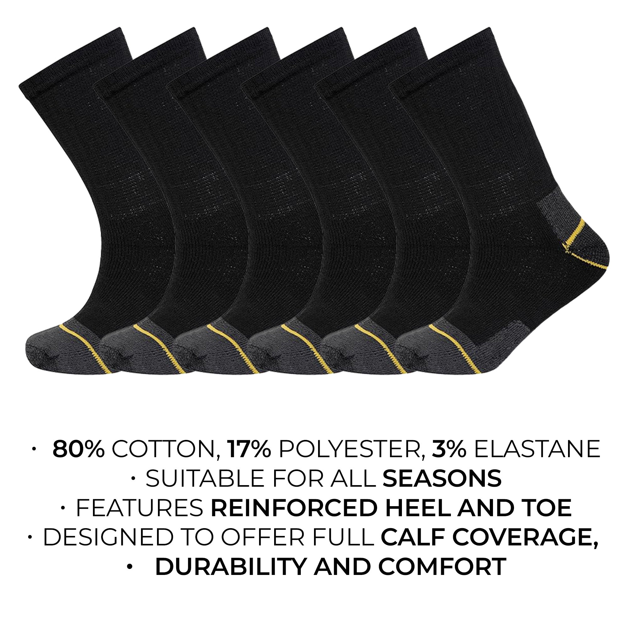Men's 12-Pack Steel Toe Boot Socks – Heavy Duty & Black – Soxy